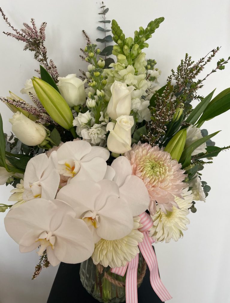 Dreamy White and Pastel Flower Vase Arrangement - Frances Dunn Florist